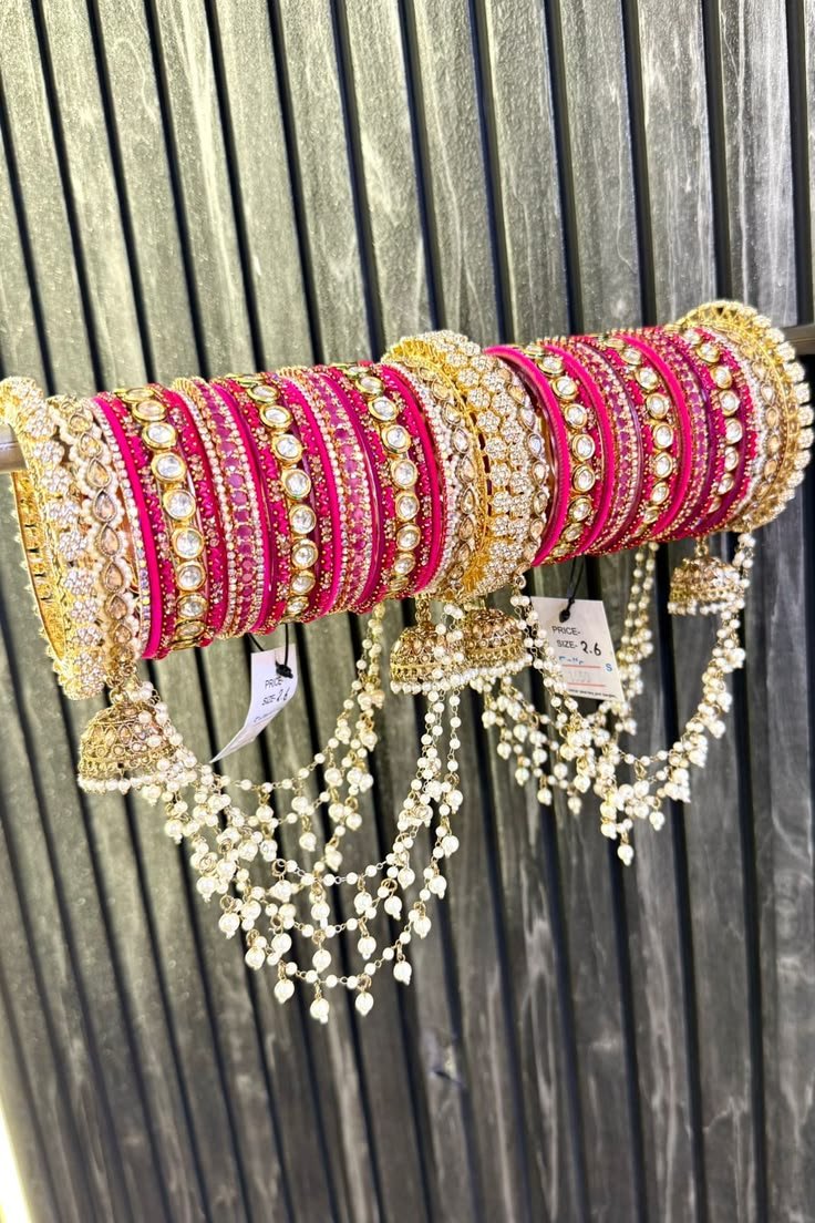 Women’s Traditional Pearl and Silver Bangle Chuda Set, Bridal Wedding ...